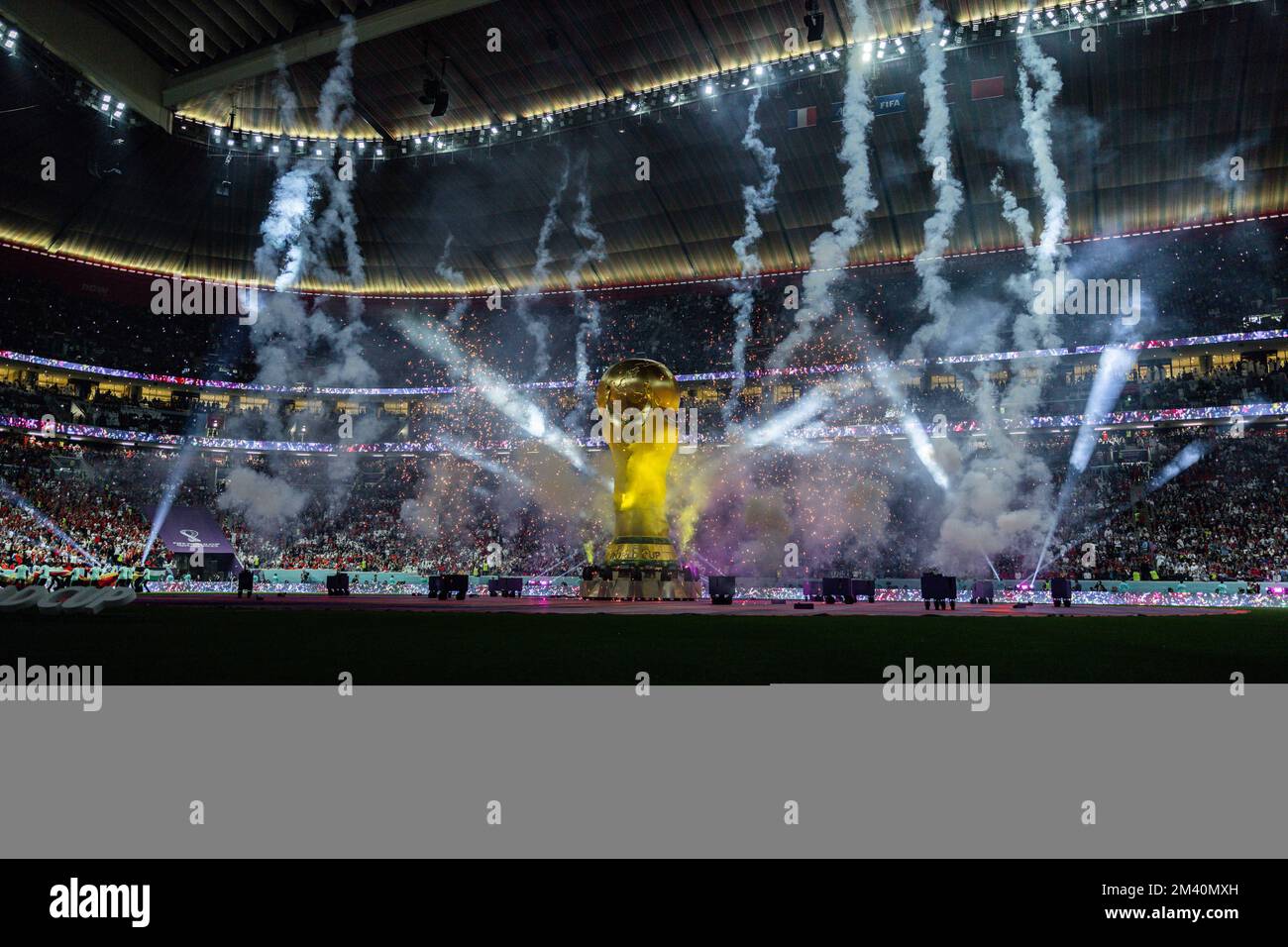 AL KHOR, QATAR - DECEMBER 14: Pre match pyro show at the start of the ...
