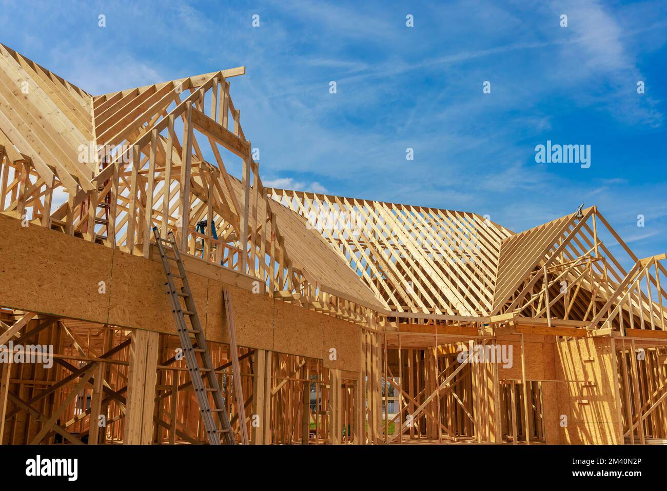 The framing beams of house in construction Stock Photo - Alamy