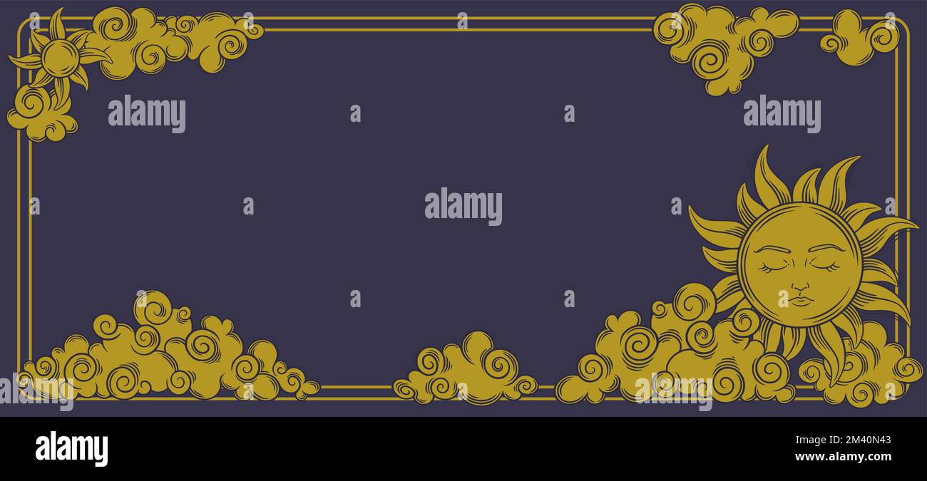 Tarot banner with antique sun symbol. Aesthetic tarot frame for ...