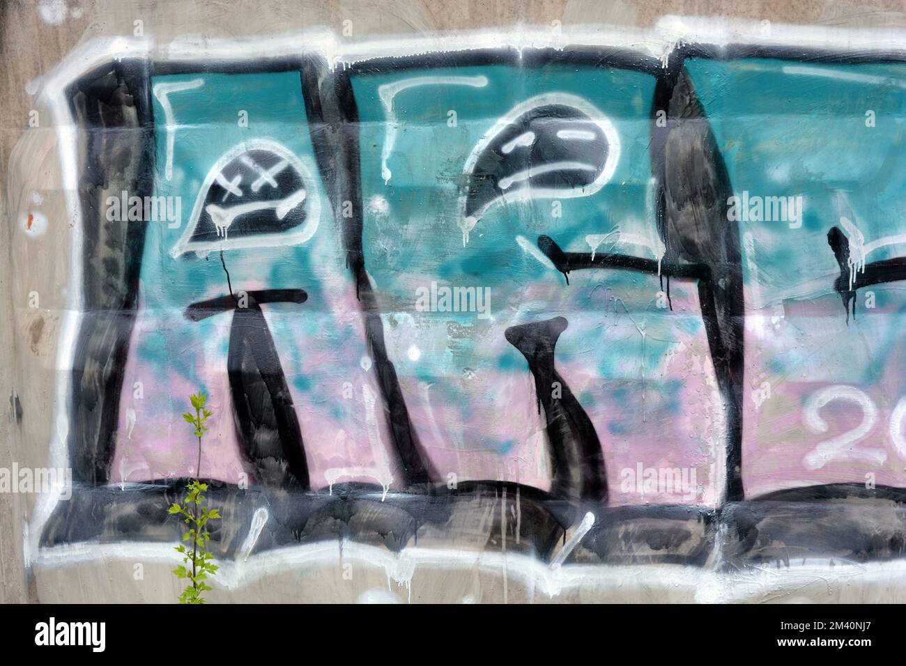 Graffiti blue, pink, purple words, written letters ARCHI. Graphic ...