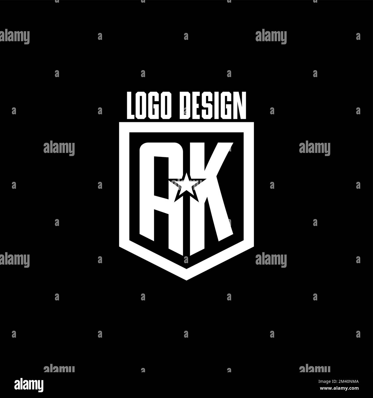 AK initial gaming logo with shield and star style design inspiration ...