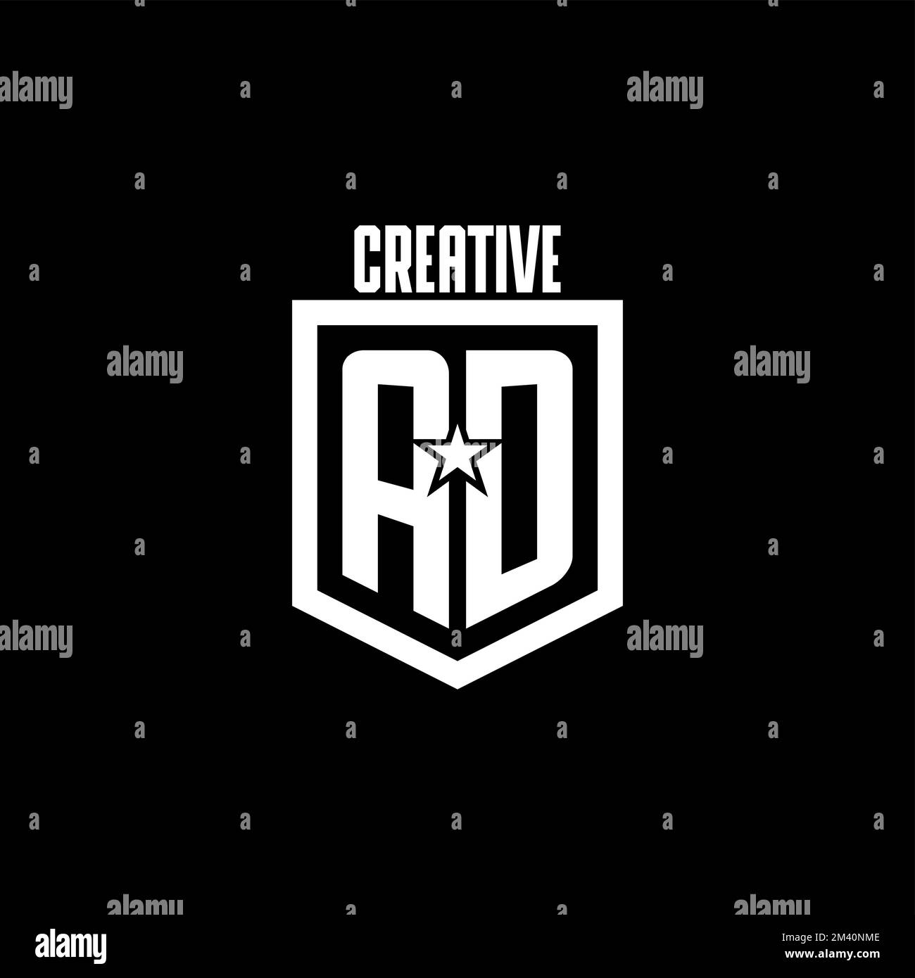 Ad Initial Gaming Logo With Shield And Star Style Design Inspiration Stock Vector Image And Art