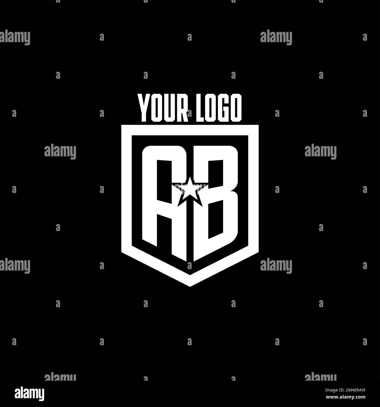 AB initial gaming logo with shield and star style design inspiration ...