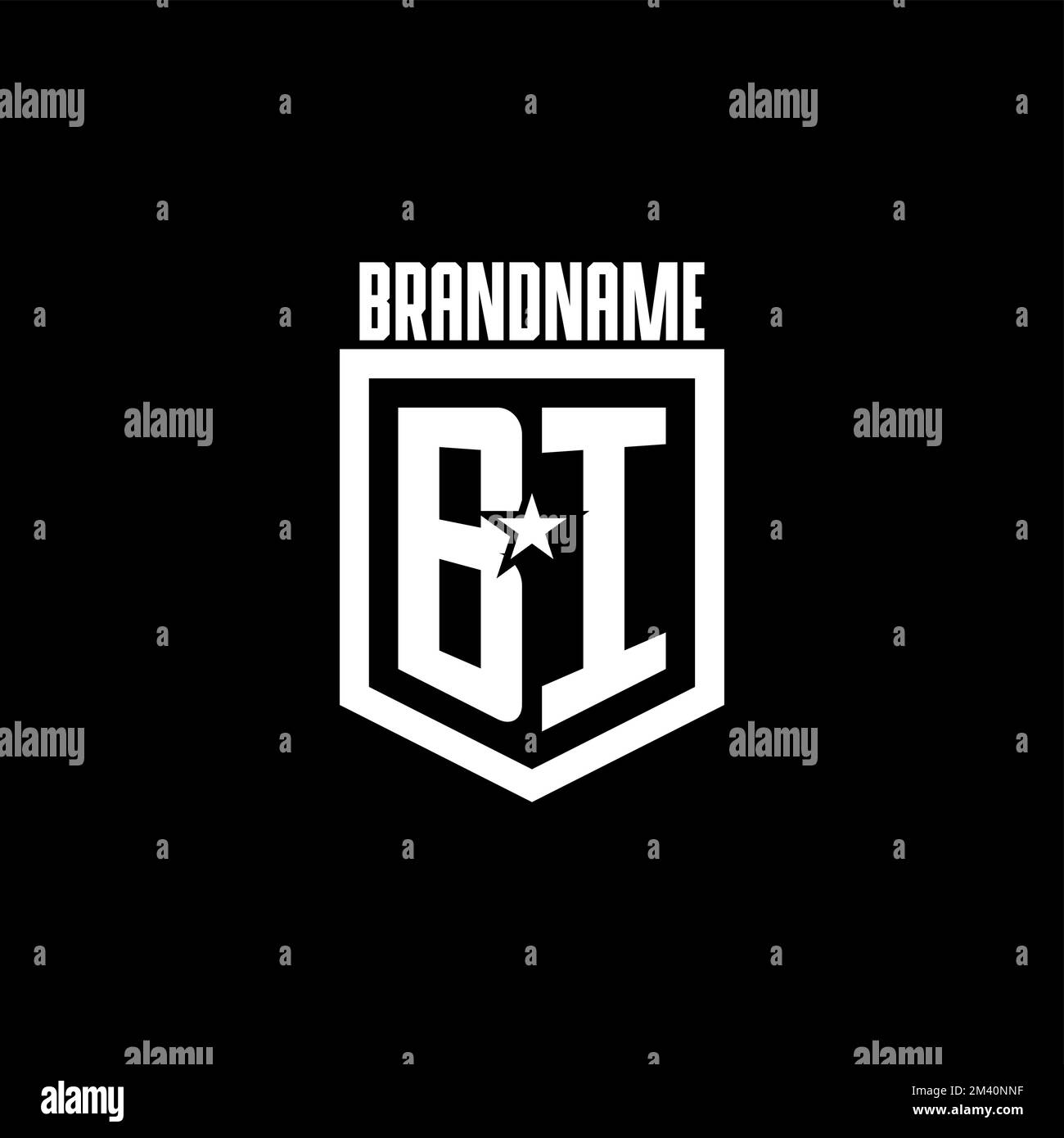 BI initial gaming logo with shield and star style design inspiration ...