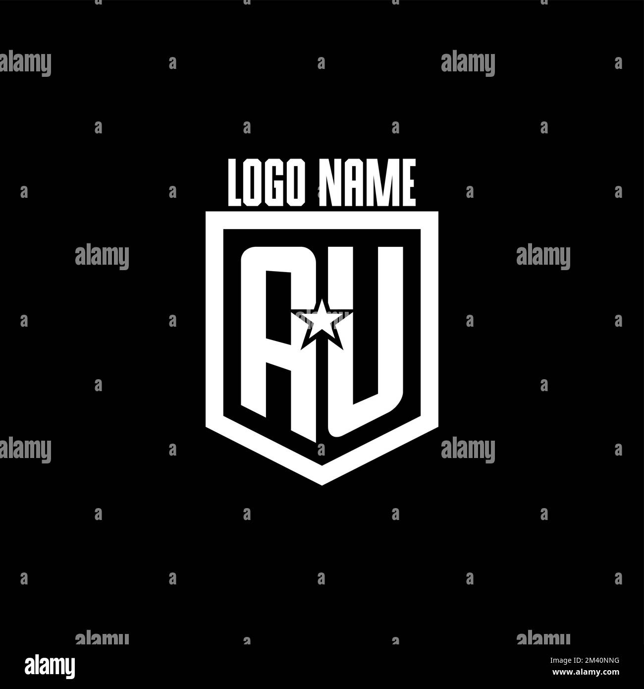 AU initial gaming logo with shield and star style design inspiration ...