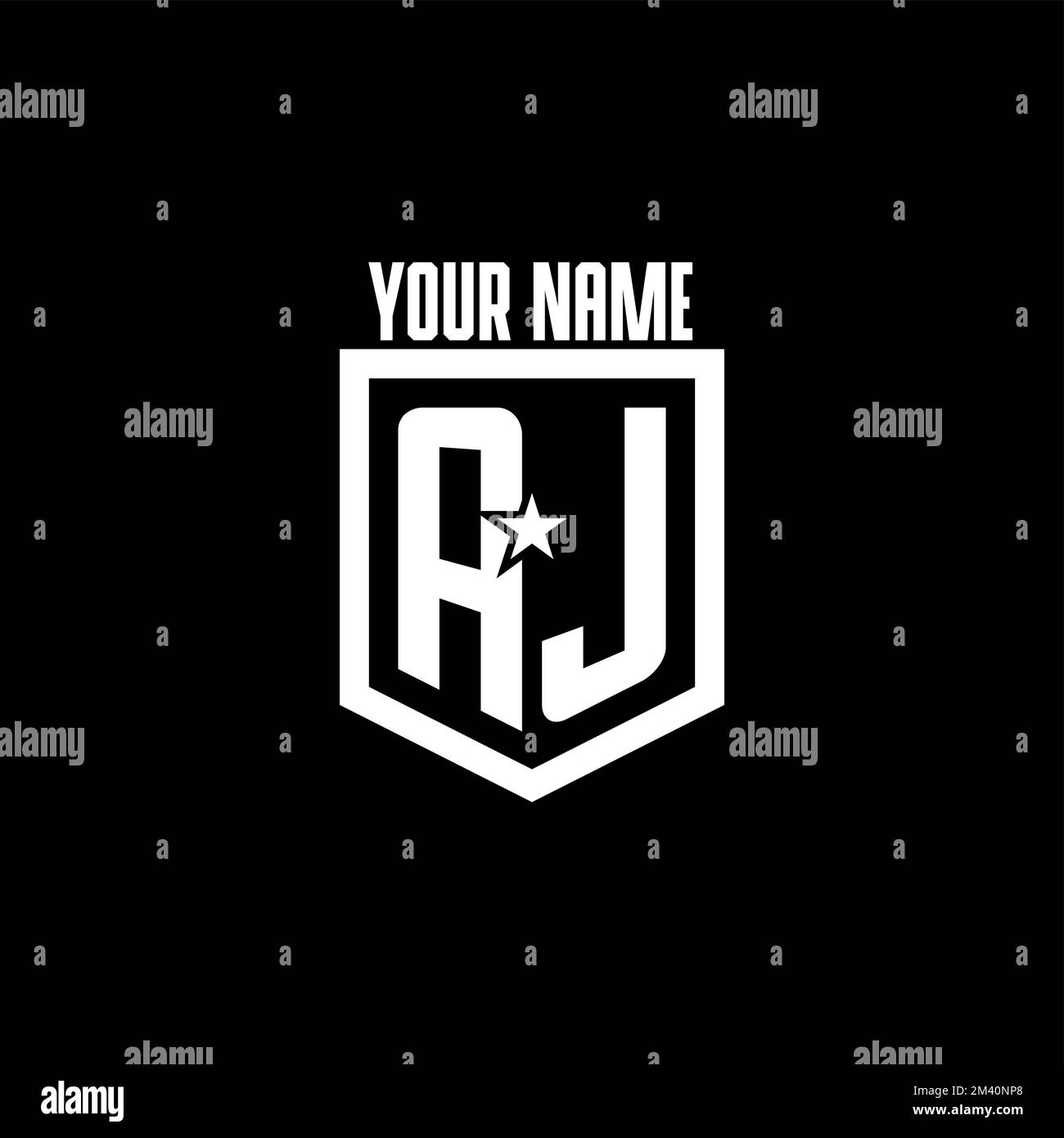 AJ initial gaming logo with shield and star style design inspiration ...