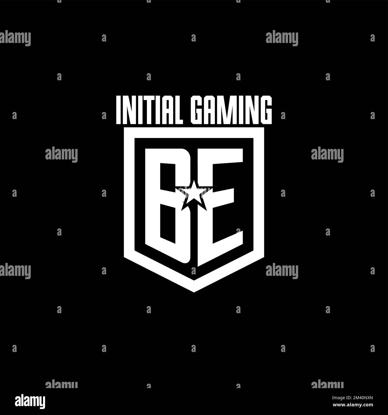 BE initial gaming logo with shield and star style design inspiration ...