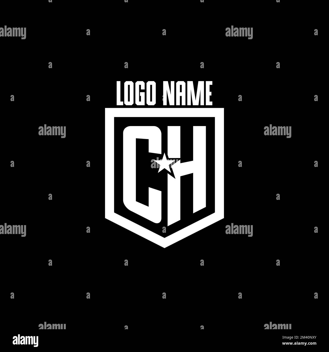 CH initial gaming logo with shield and star style design inspiration ...