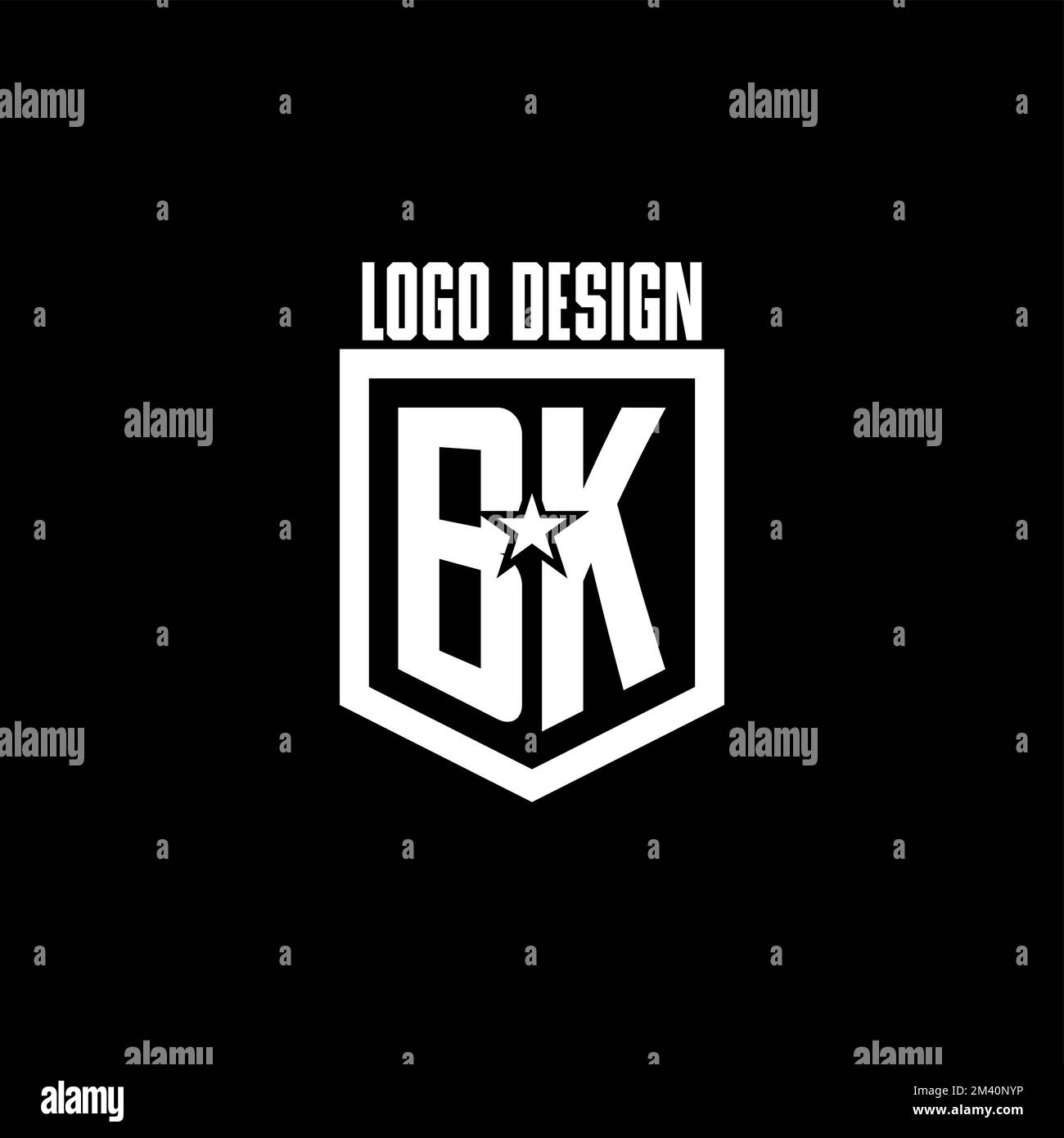 BK initial gaming logo with shield and star style design inspiration ...