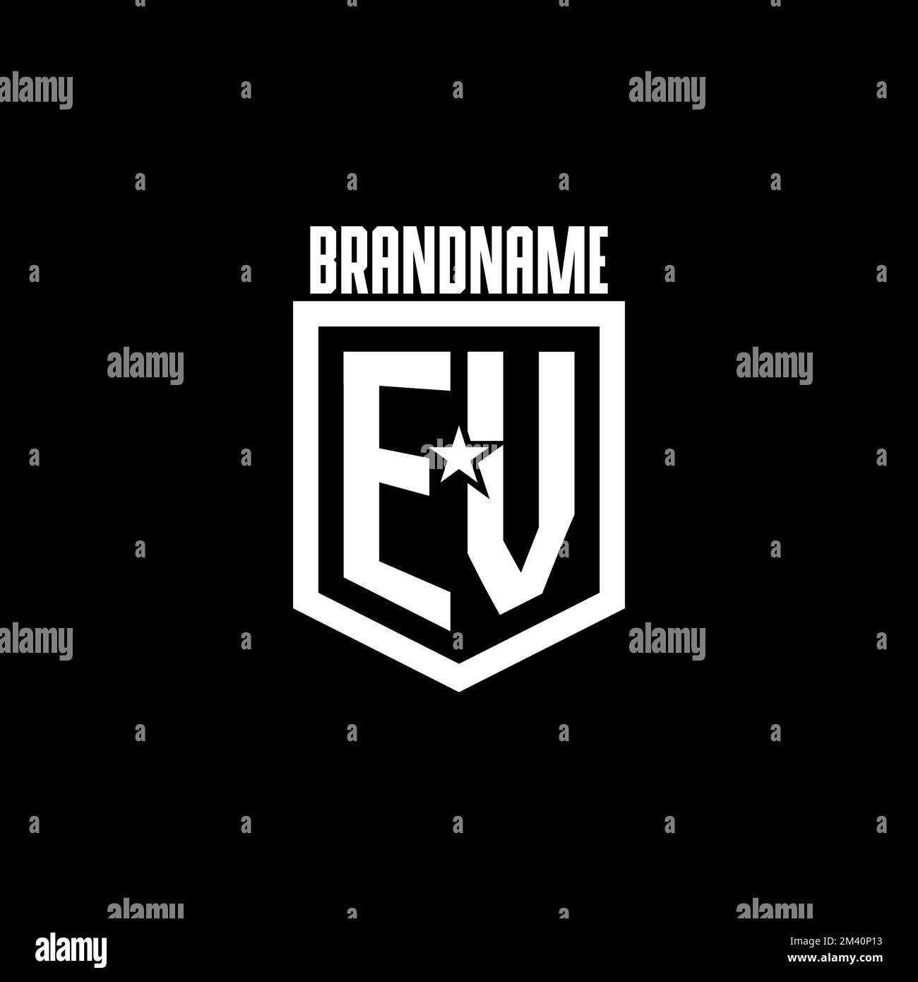 EV initial gaming logo with shield and star style design inspiration ...