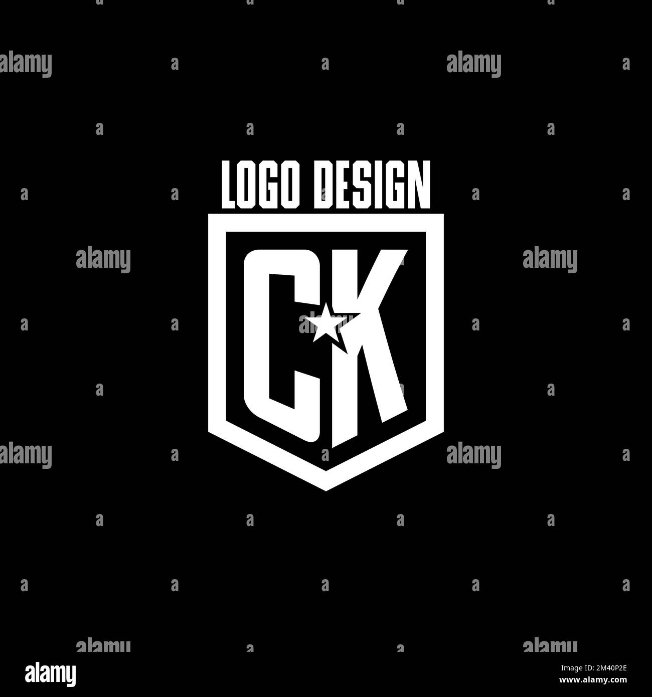 CK initial gaming logo with shield and star style design inspiration ...