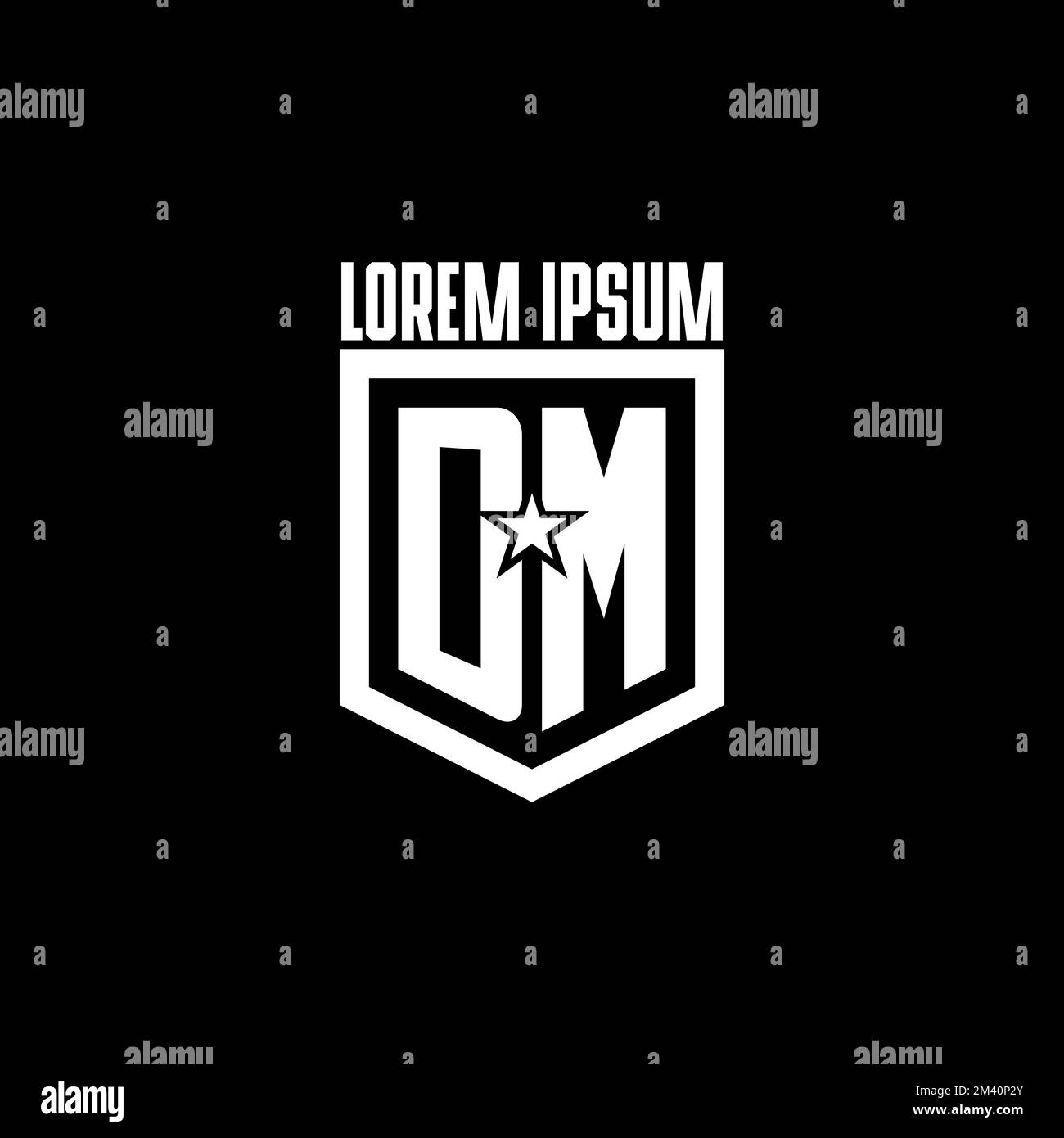 DM initial gaming logo with shield and star style design inspiration ...