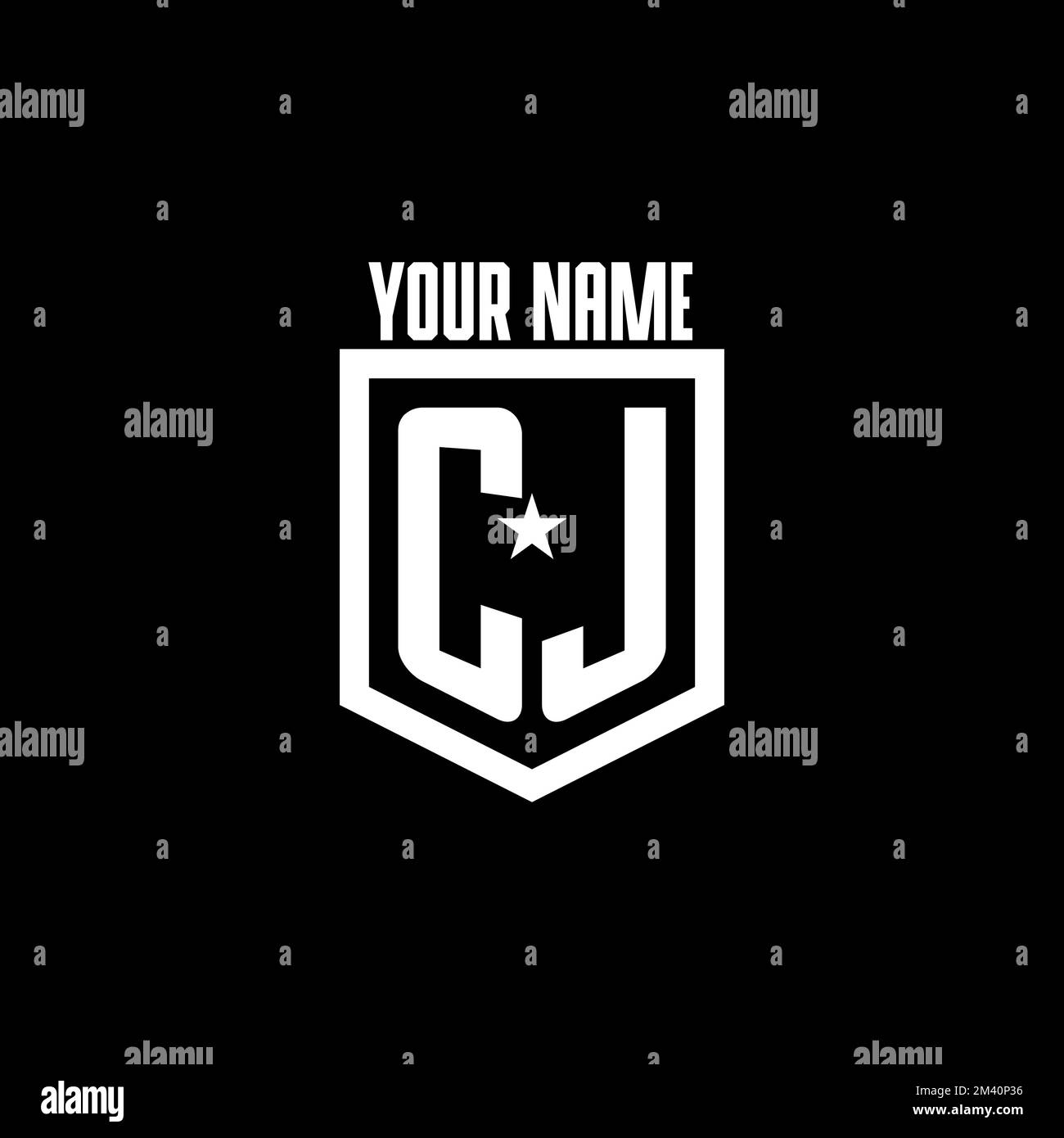 CJ initial gaming logo with shield and star style design inspiration ...