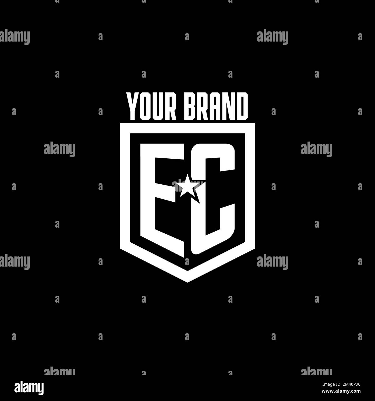 EC initial gaming logo with shield and star style design inspiration ...