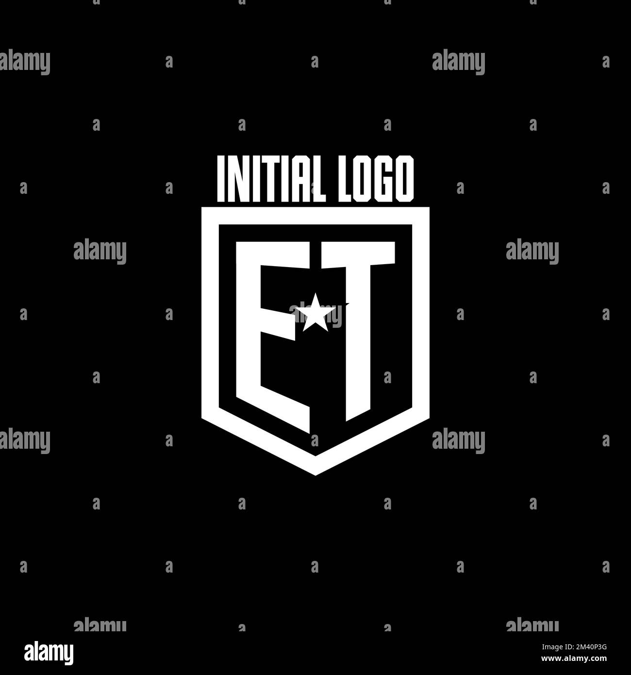ET initial gaming logo with shield and star style design inspiration ...