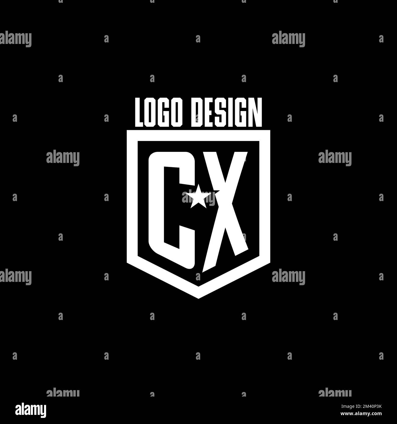 CX initial gaming logo with shield and star style design inspiration ...