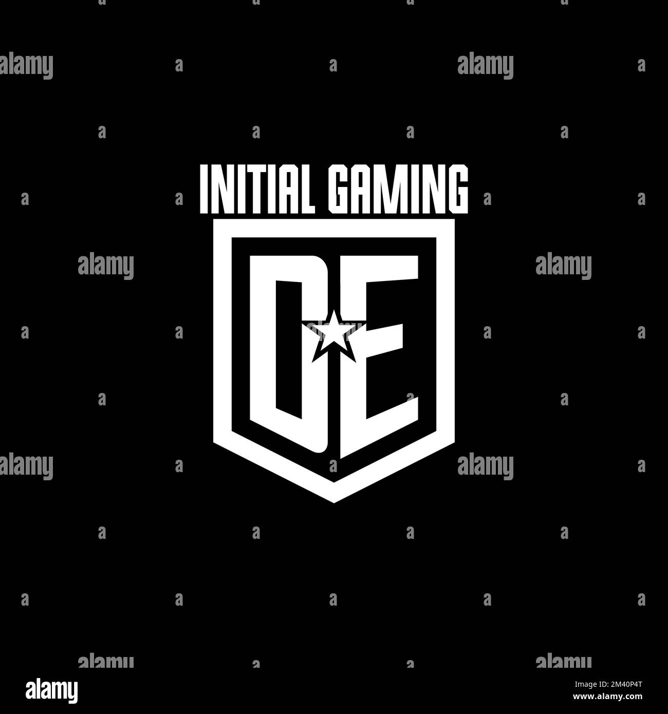 DE initial gaming logo with shield and star style design inspiration ...