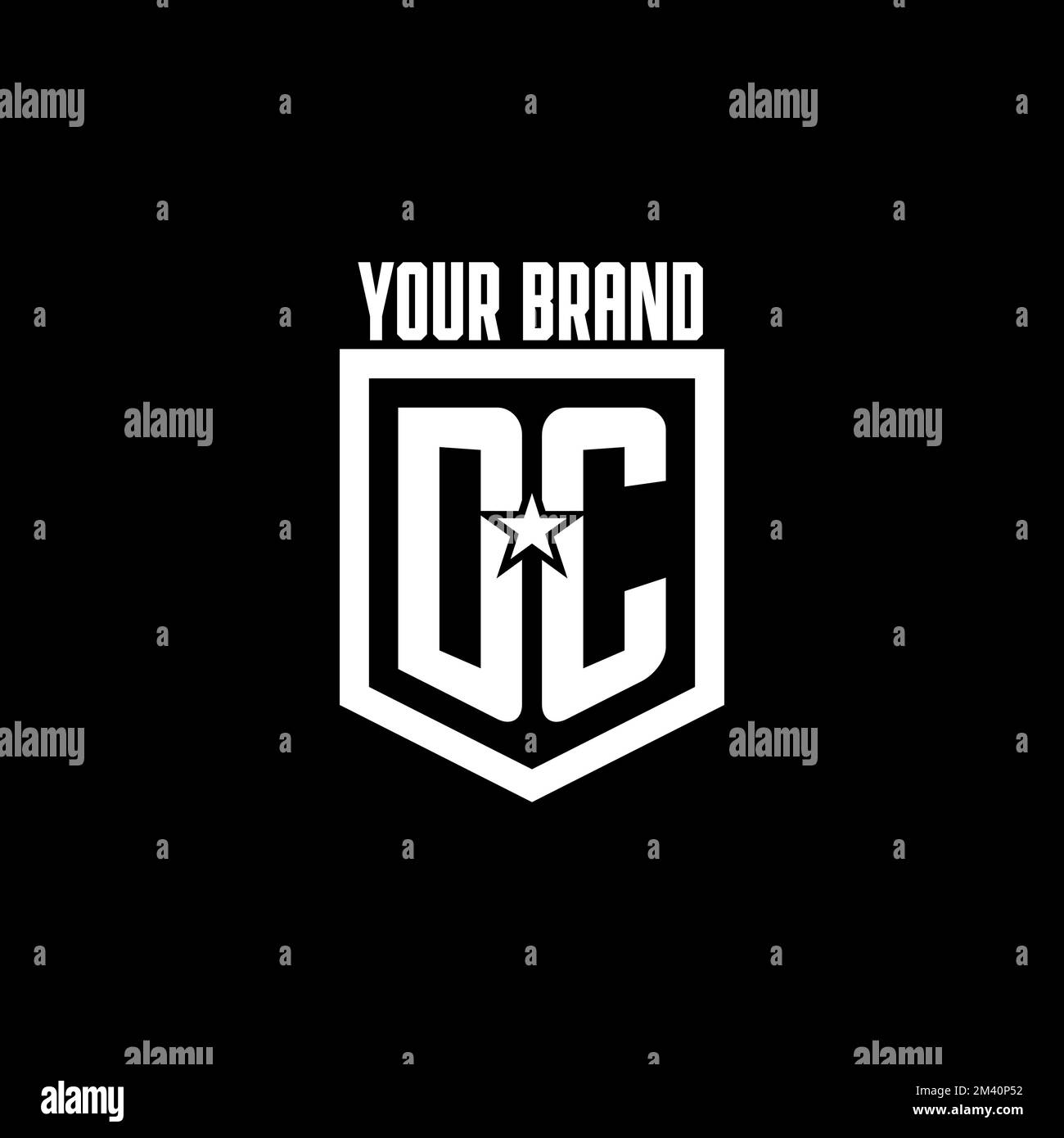 DC initial gaming logo with shield and star style design inspiration ...