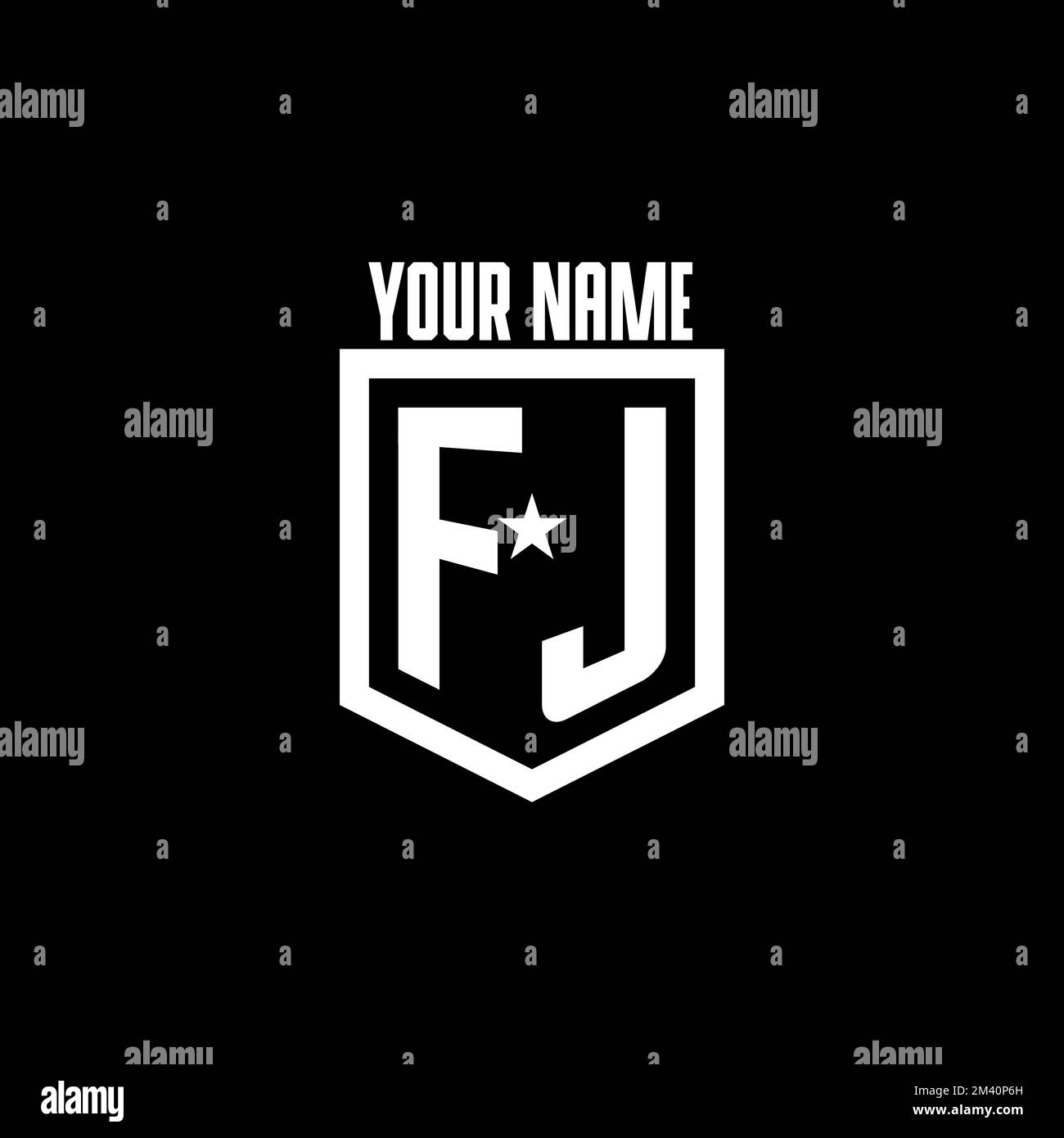FJ initial gaming logo with shield and star style design inspiration Stock Vector Image & Art ...