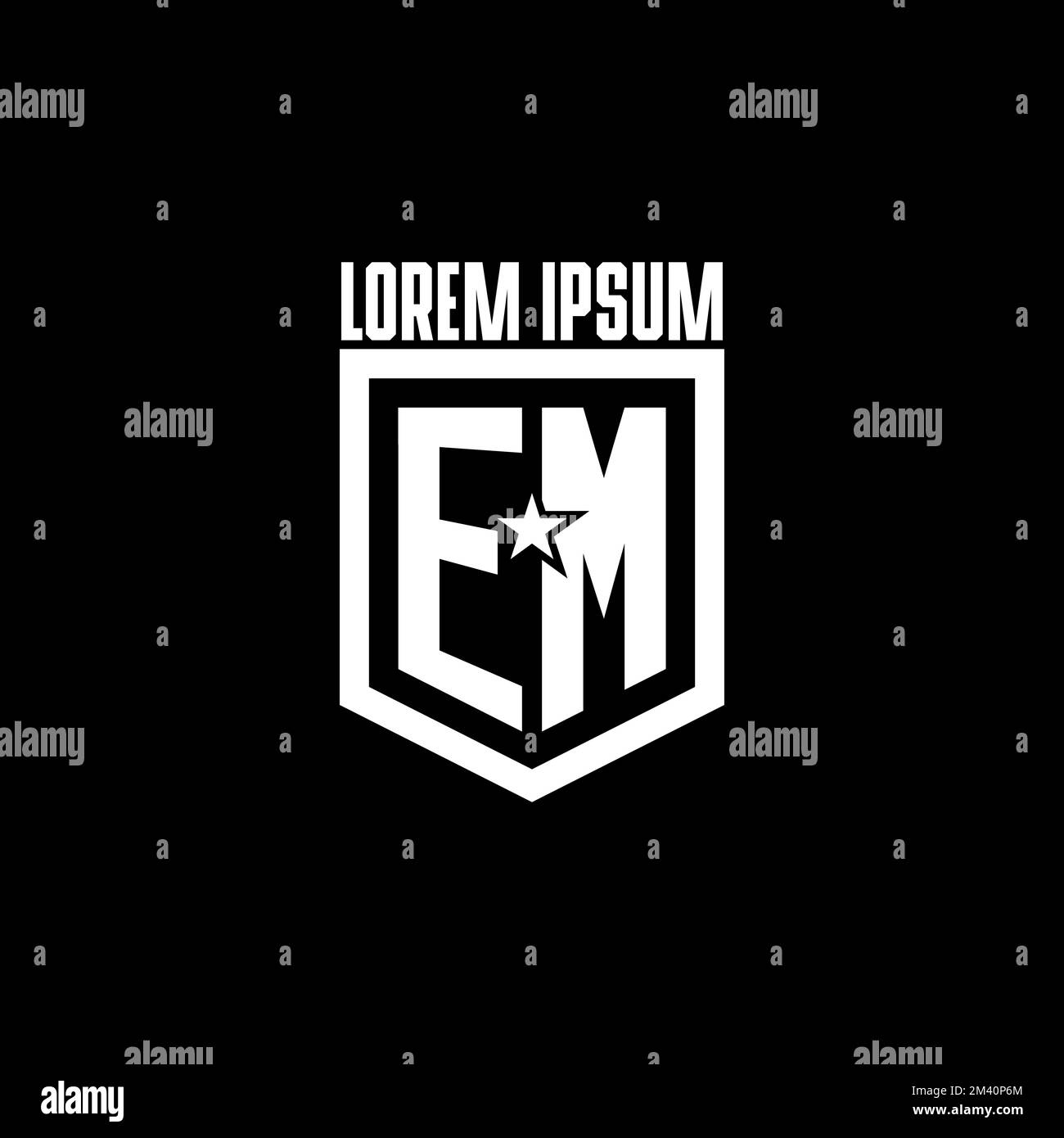 EM initial gaming logo with shield and star style design inspiration ...