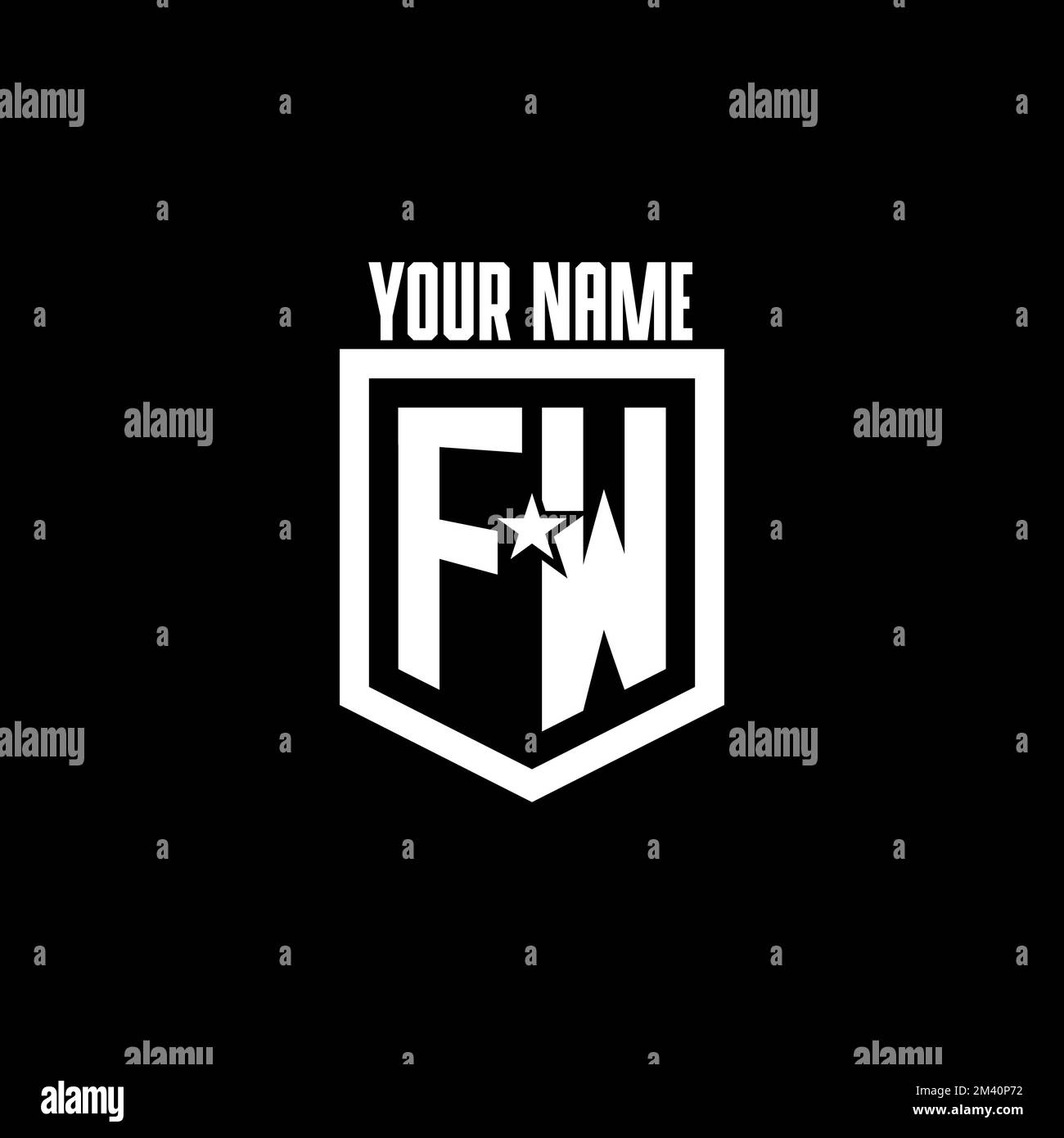 FW initial gaming logo with shield and star style design inspiration ...