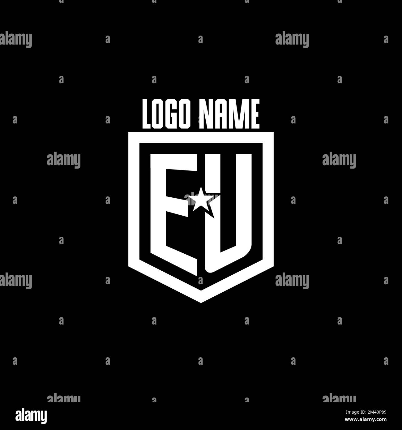 EU initial gaming logo with shield and star style design inspiration ...