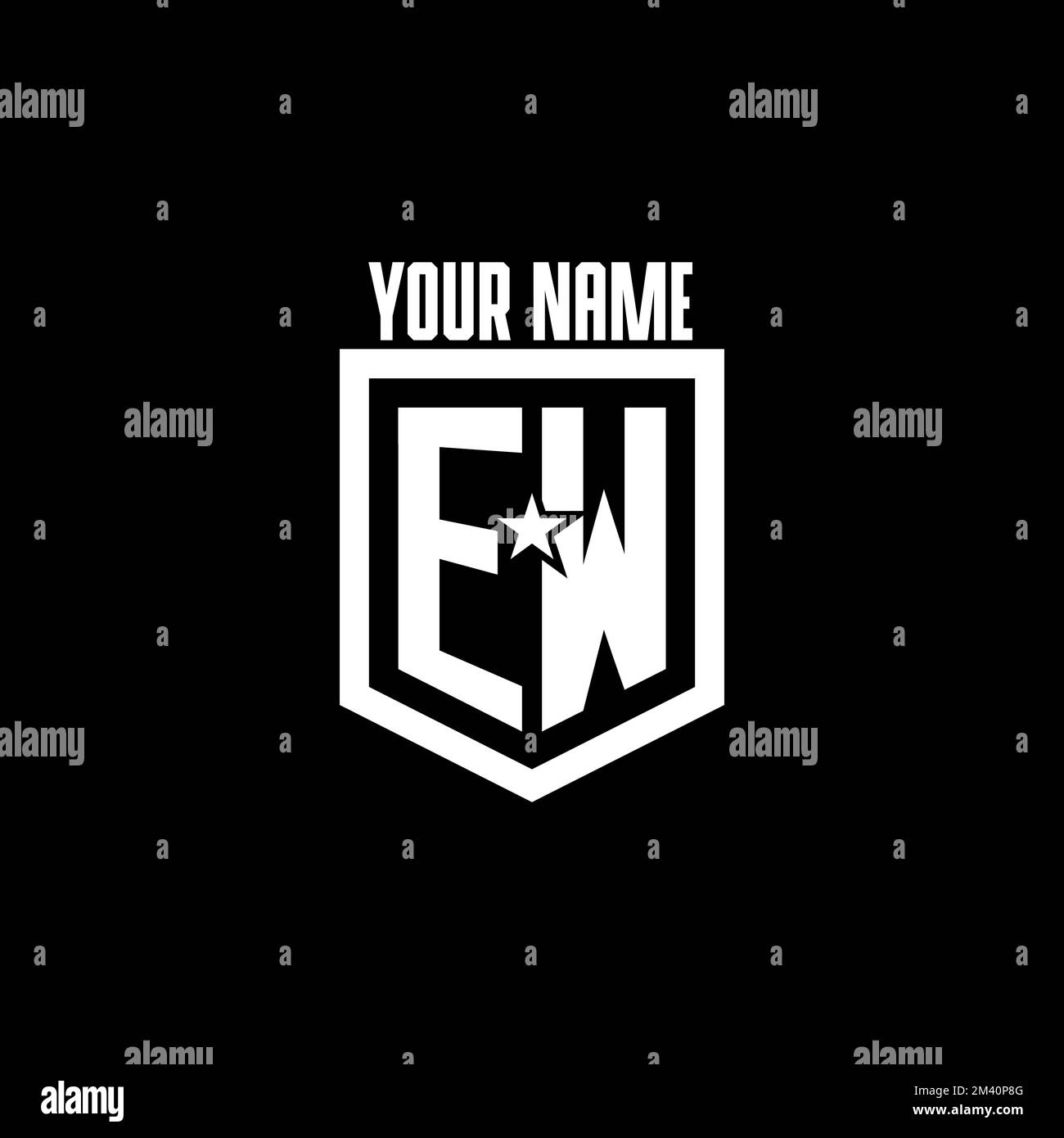 EW initial gaming logo with shield and star style design inspiration ...