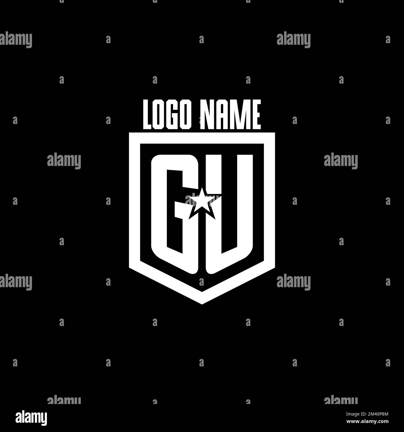 GU initial gaming logo with shield and star style design inspiration ...