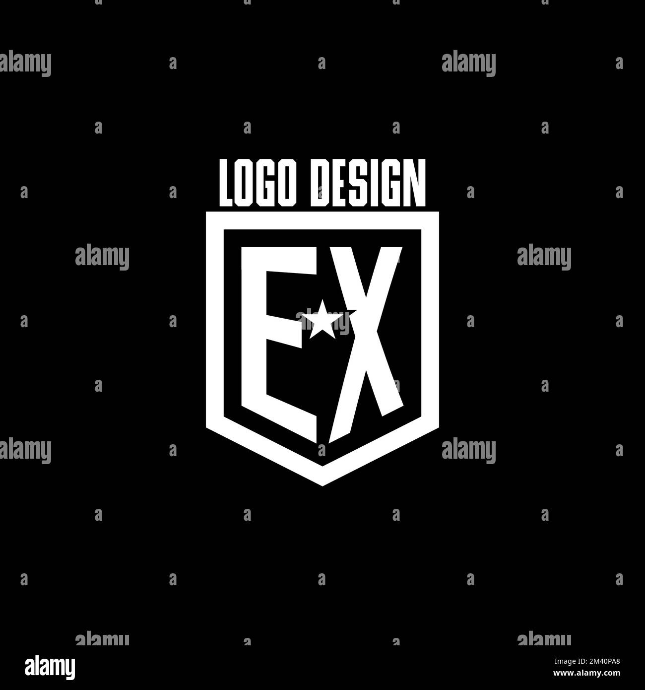 EX initial gaming logo with shield and star style design inspiration ...