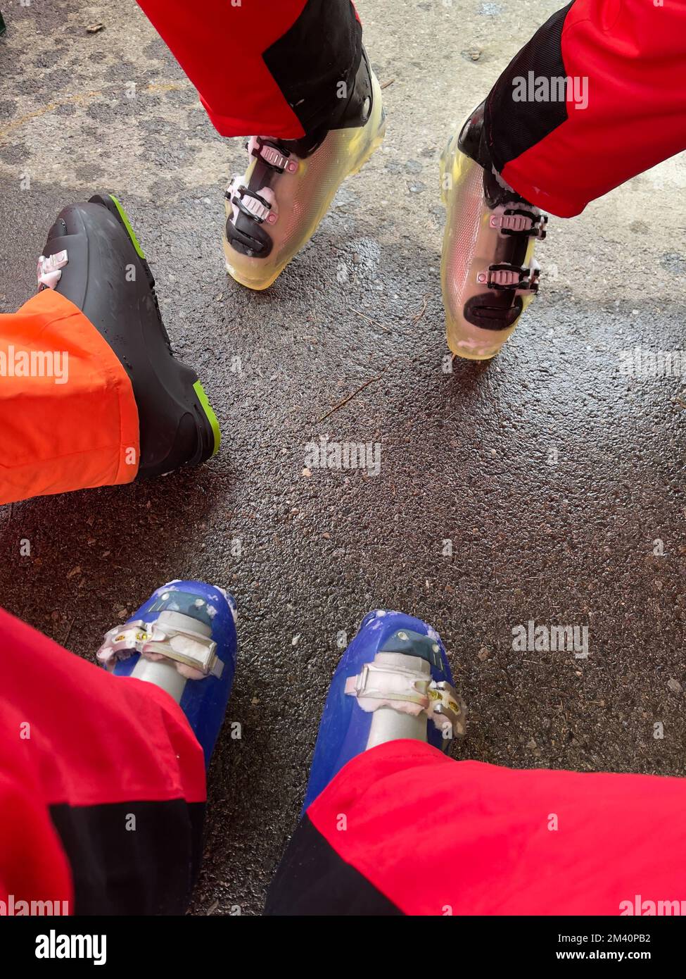 close up of ski boots standing by each other Stock Photo - Alamy
