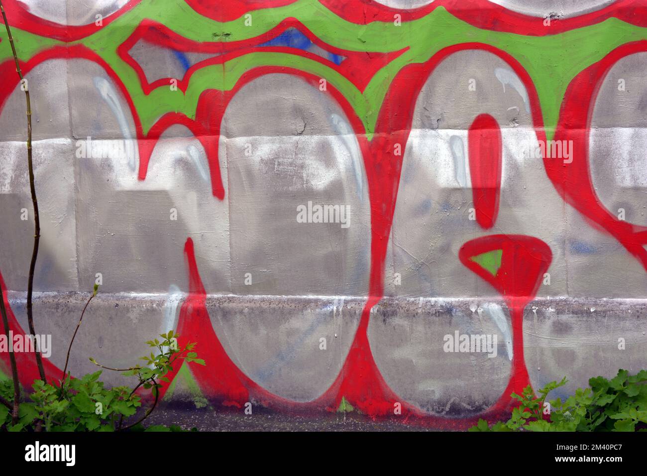 Graffiti word WANN, drawn by a lapdog in grey, red, green letters with ...