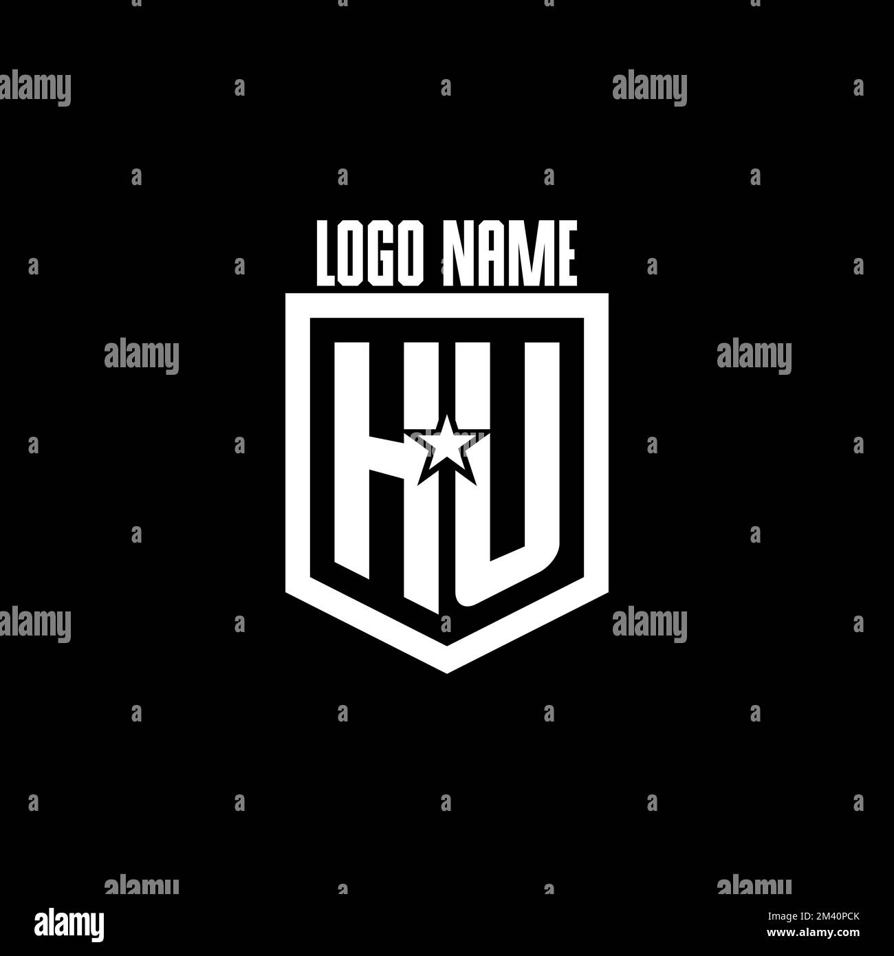 HU initial gaming logo with shield and star style design inspiration ...