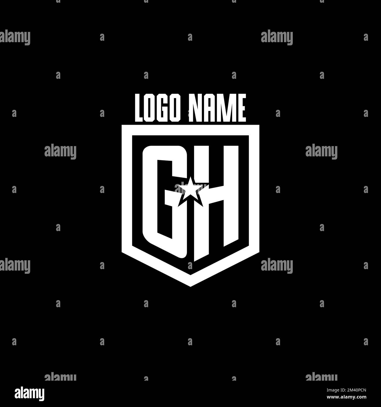 GH initial gaming logo with shield and star style design inspiration ...