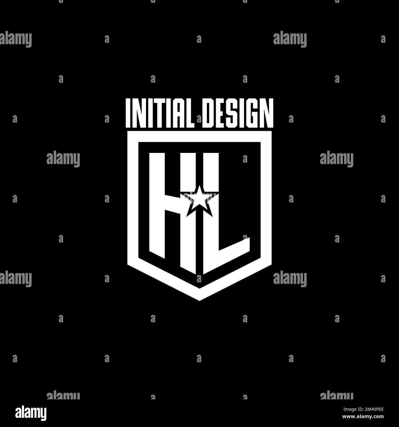 HL initial gaming logo with shield and star style design inspiration ...