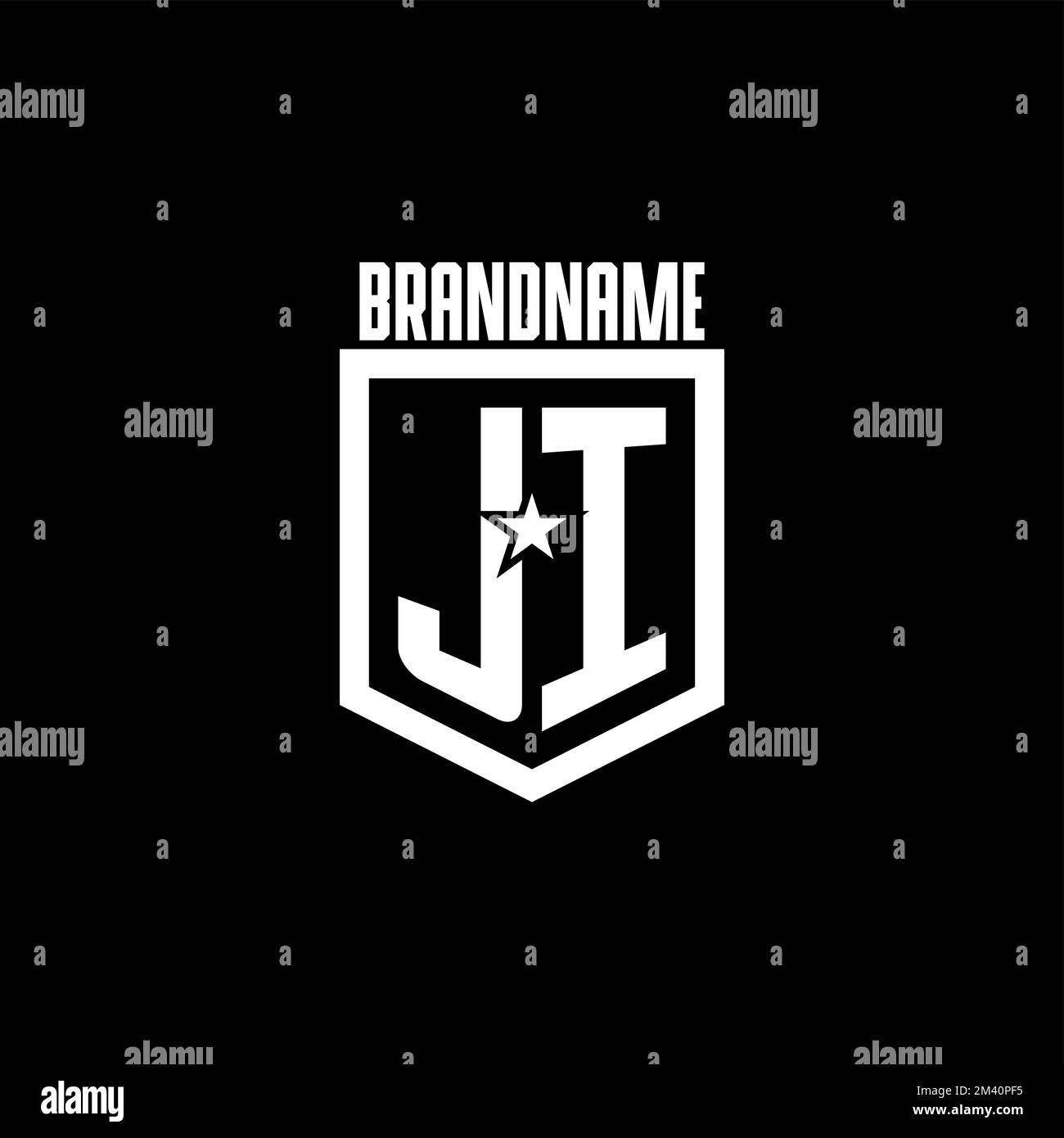 JI initial gaming logo with shield and star style design inspiration ...