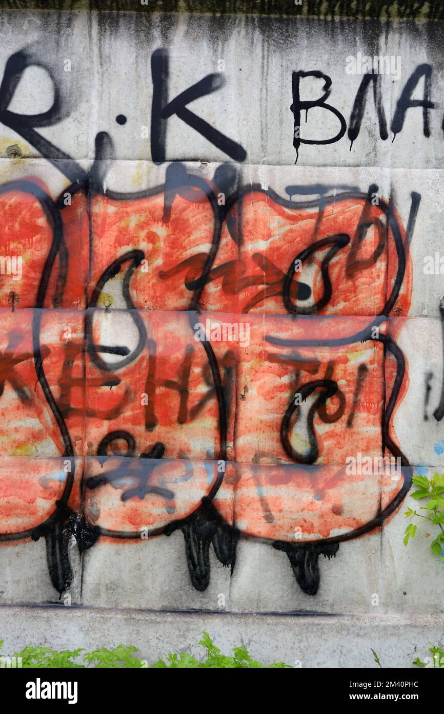Graffiti word GLUB WS, drawn by a lapdog in sky red and black letters ...