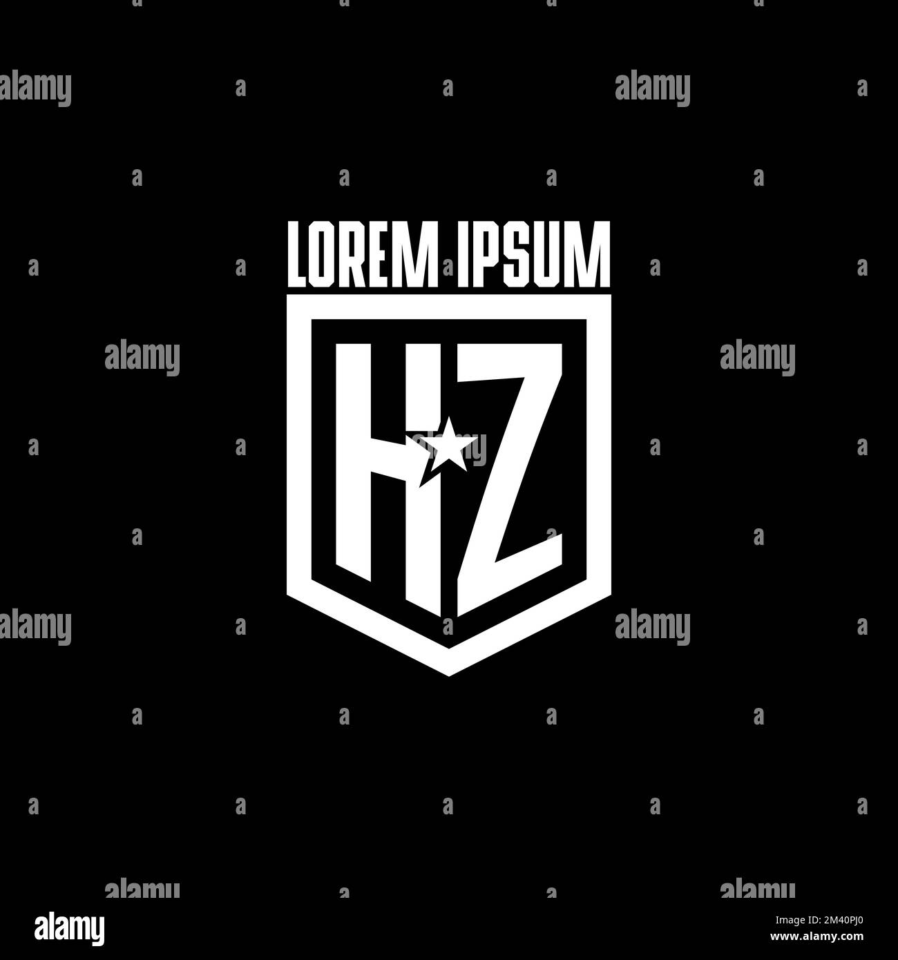HZ initial gaming logo with shield and star style design inspiration ...
