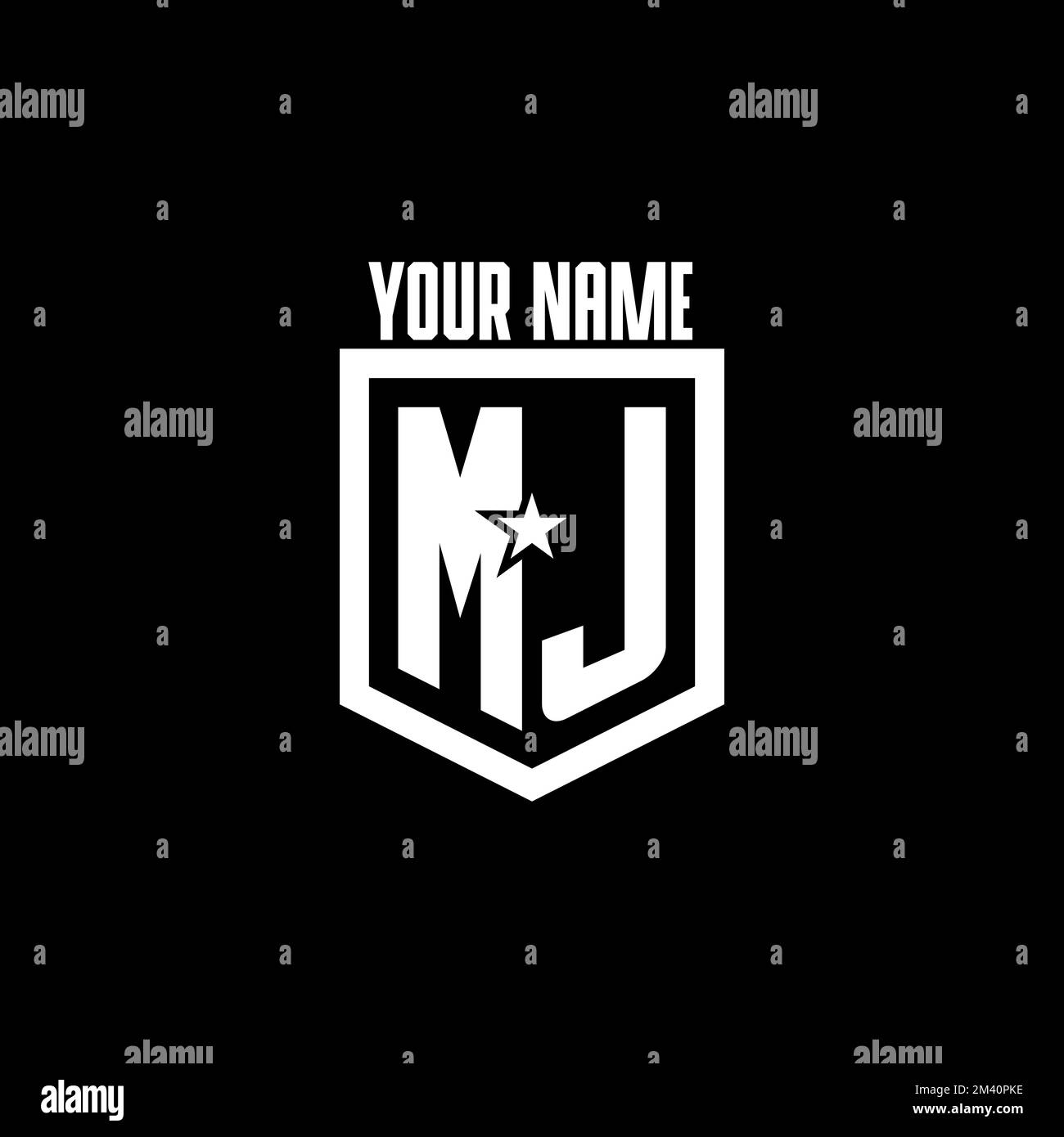 MJ initial gaming logo with shield and star style design inspiration ...