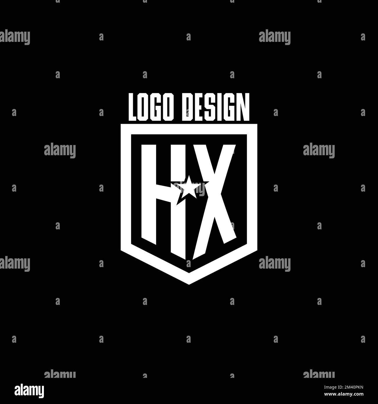HX initial gaming logo with shield and star style design inspiration ...