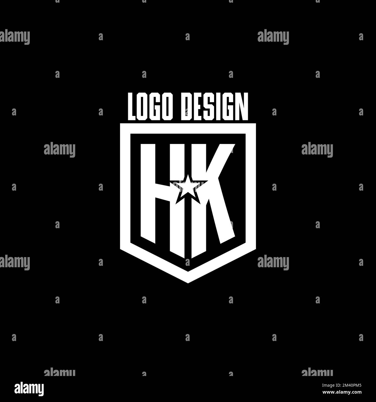 HK initial gaming logo with shield and star style design inspiration ...