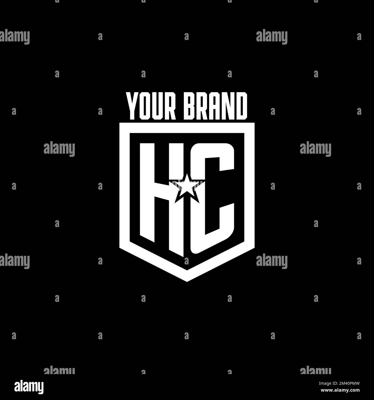 HC initial gaming logo with shield and star style design inspiration ...