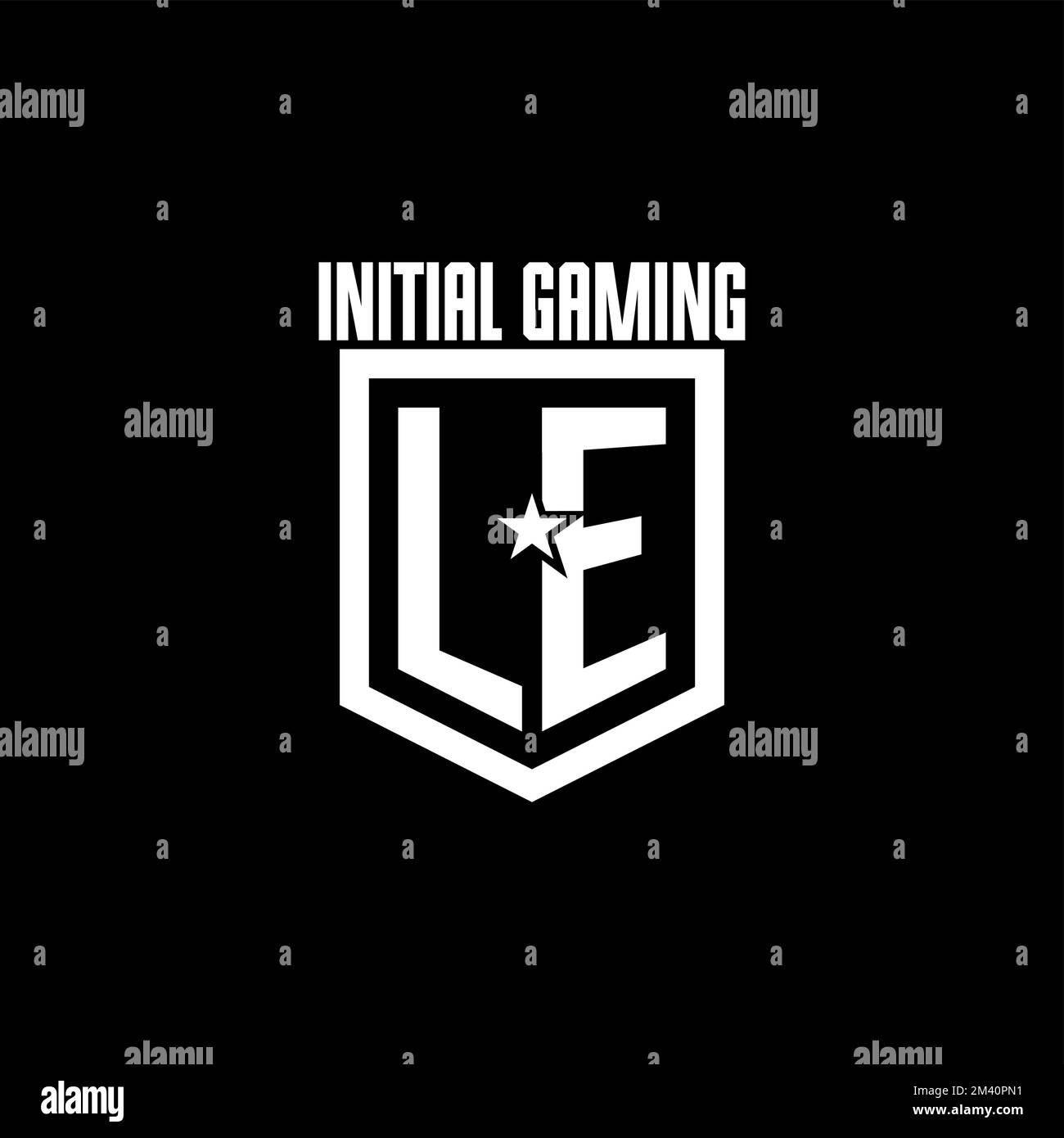 LE initial gaming logo with shield and star style design inspiration ...