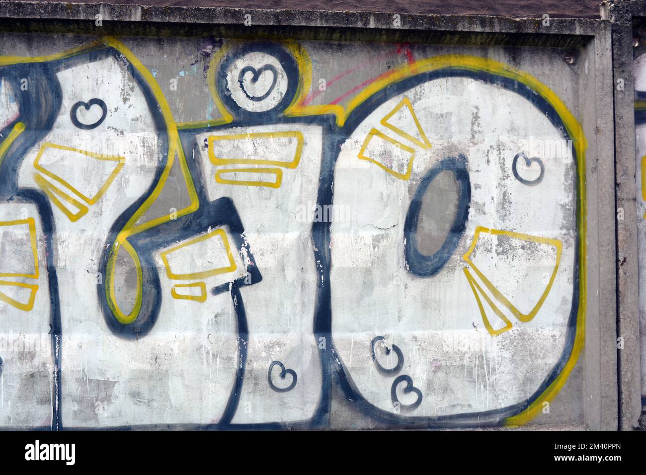 Graffiti from a large word consisting of large letters Elio N drawn in ...