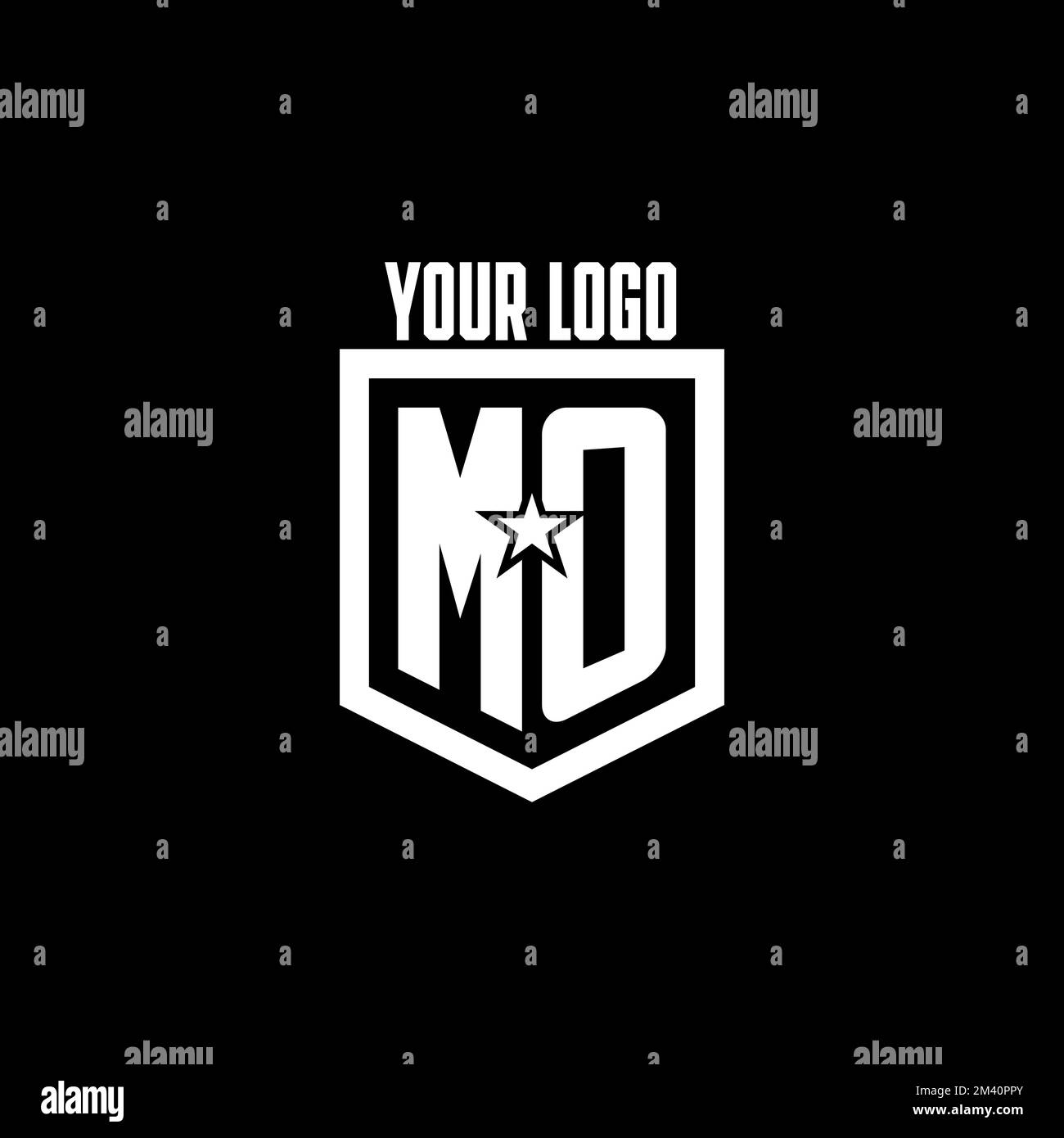 MO initial gaming logo with shield and star style design inspiration ...