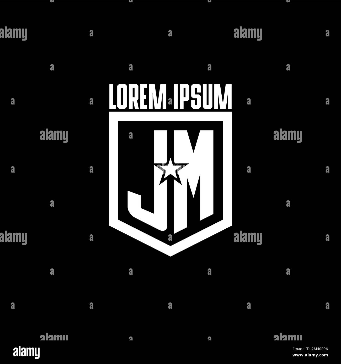 JM initial gaming logo with shield and star style design inspiration ...