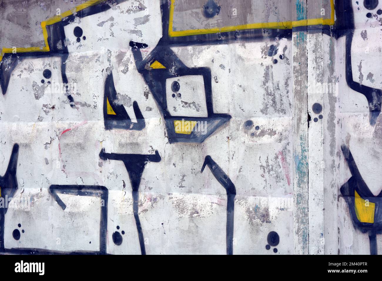 Graffiti from a large word consisting of large letters Elio N drawn in ...