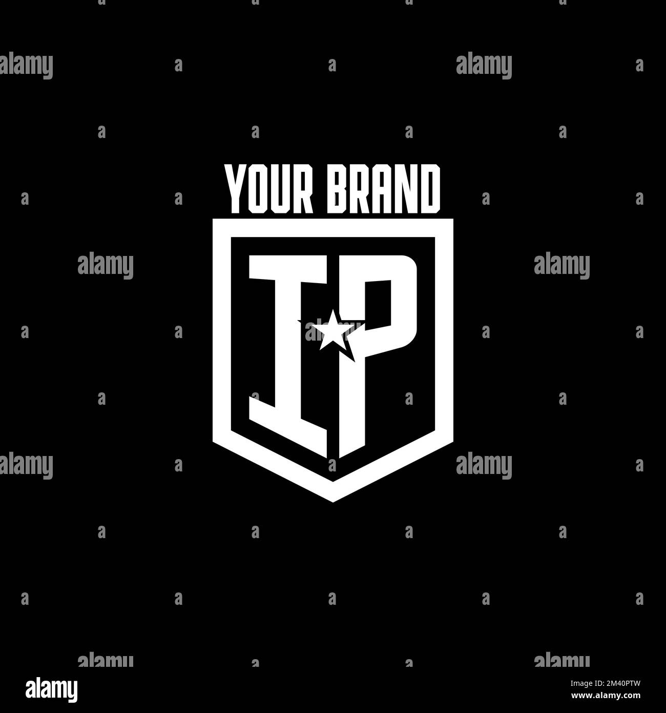IP initial gaming logo with shield and star style design inspiration ...