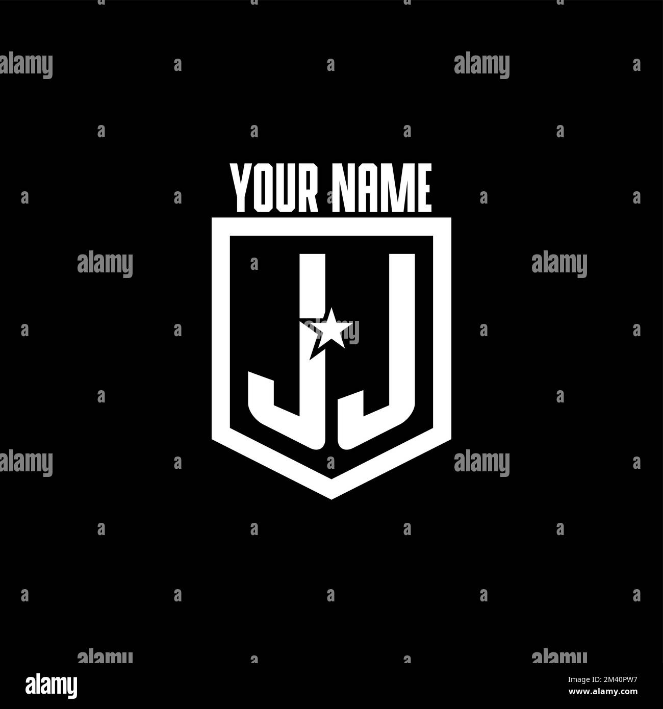 JJ initial gaming logo with shield and star style design inspiration ...