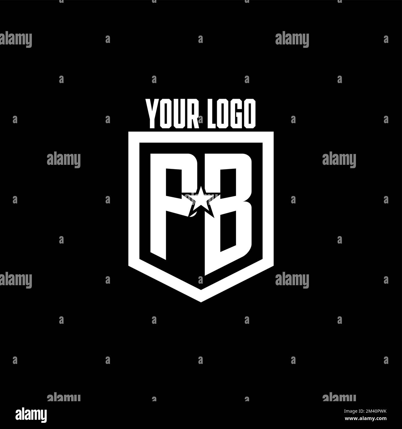 PB initial gaming logo with shield and star style design inspiration ...