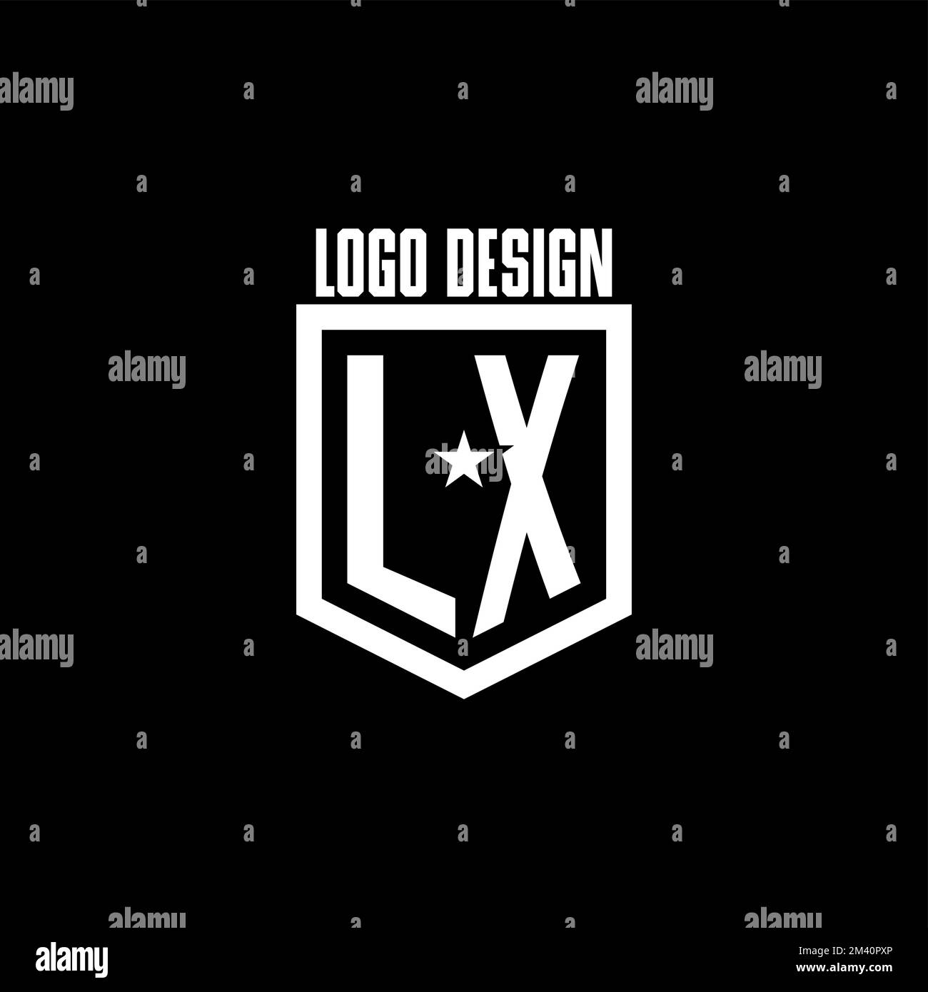 LX initial gaming logo with shield and star style design inspiration Stock Vector Image & Art ...